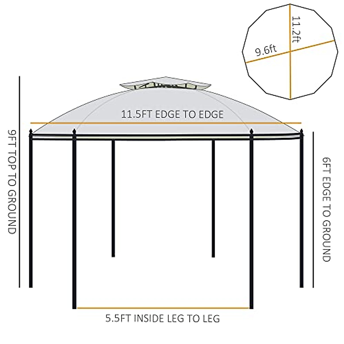 Outsunny 11.5' Patio Gazebo, Outdoor Gazebo Canopy Shelter with Curtains, Romantic Round Double Roof, Solid Steel Frame for Garden, Lawn, Backyard and Deck, Cream White