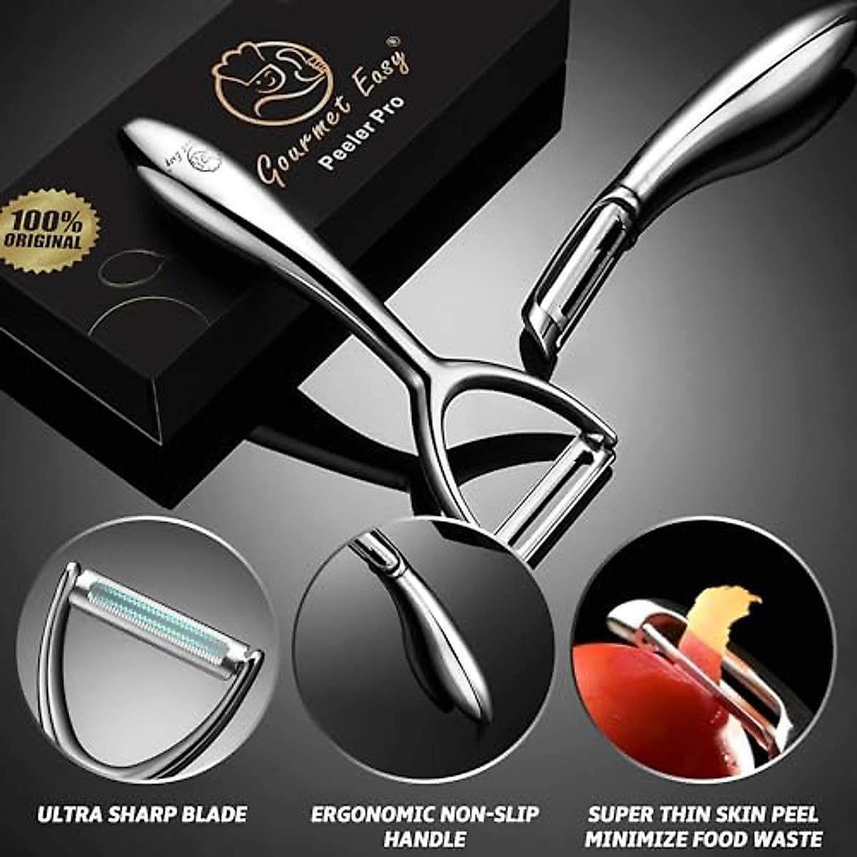 Premium Potato Peeler Stainless Steel, Vegetable Peeler for Kitchen, Ultra Sharp Blade, I Peeler, Ergonomic Non-Slip Handle Veggie Peelers for Kitchen, Fruit & Cucumber Peeler - 5 Years of Warranty