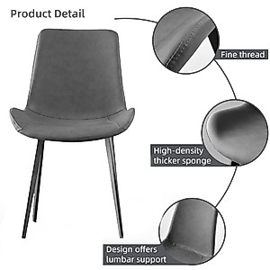 HIPIHOM Dining Chairs Set of 4, Modern Kitchen & Dining Room Chairs, Upholstered Faux Leather Cushion Seat and Sturdy Metal Legs (4 Grey Chairs)