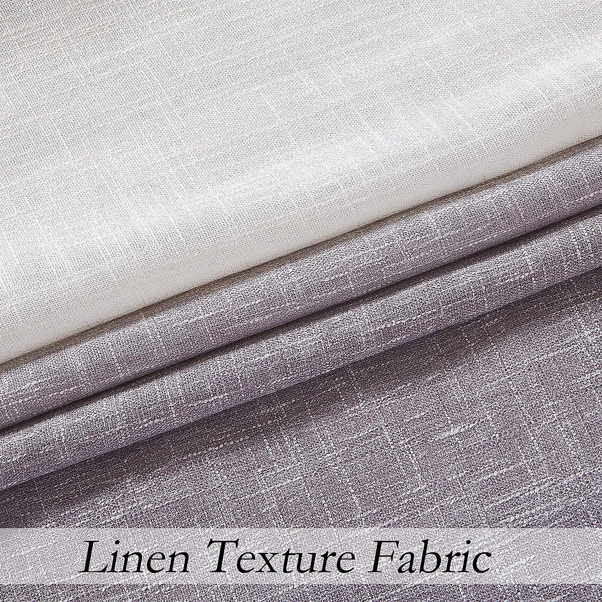 Central Park Ombre Semi Sheer Window Curtain Panel Linen Gradient Print on Rayon Blend Fabric Drapery Treatments for Living Room/Bedroom, Cream White to Lavender Purple, 40" x 84", Set of 2