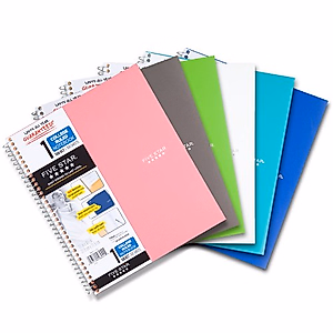 Five Star Spiral Notebook, 1-Subject, 100 College-Ruled Sheets, 11 x 8.5 Inch Sheet Size, Pink (72049)