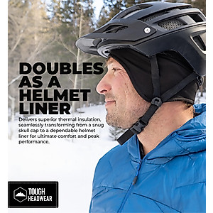 Tough Headwear Thermal Helmet Liner Skull Cap, Hard Hat Liner, Mens Beanie, Winter Cycling Cap & Running Gear, Ski Hat Black