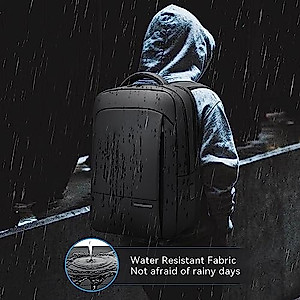 Victoriatourist Travel Laptop Backpack for Men Women, 15.6 Inch Anti Theft Business Laptop Backpack with Zipper Automatic Locking,Water Resistant College Bookbag Computer Bag Backpack for Work(Black)