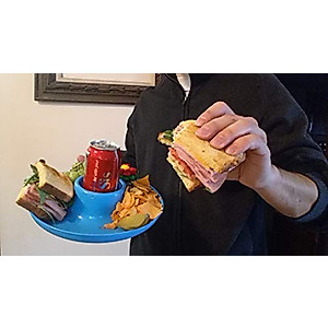 GreatPlate GP-TEAL-4PK AZ Teal Plate 4-Pack, 4 Teal GreatPlates, Food Tray and Beverage Holder, Dishwasher Safe, Microwave Safe, Made in USA, Picnics, Parties, Tailgates, Appetizers, Great for Kids