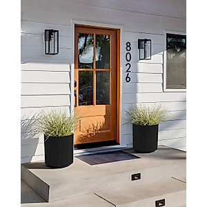 Veradek Demi Series Round Planter for Porch, Patio, Backyard | Durable Plastic-Concrete Material | Modern Décor for Tall Plants, Flowers