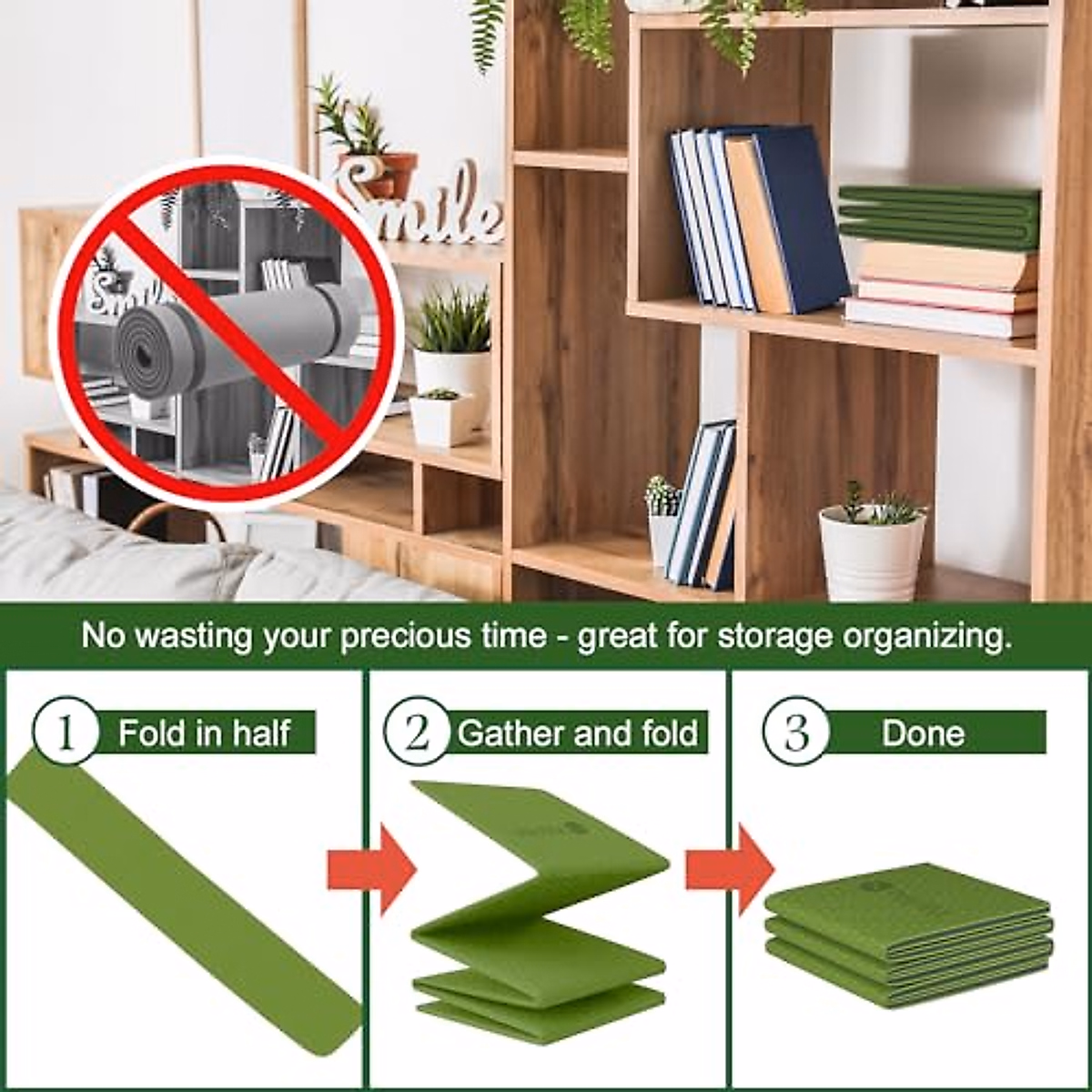 WEme Yoga Mat 1/4-Inch Thick Folding Yoga Mat TPE Eco-friendly High Density Anti-Tear Non-Slip Exercise & Fitness Mat, Foldable Easy Multipurpose Exercise Mat for Pilates, Home Workout