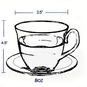 Lorren Home Trends Sapphire-4 Cups and Saucers, One Size, Blue