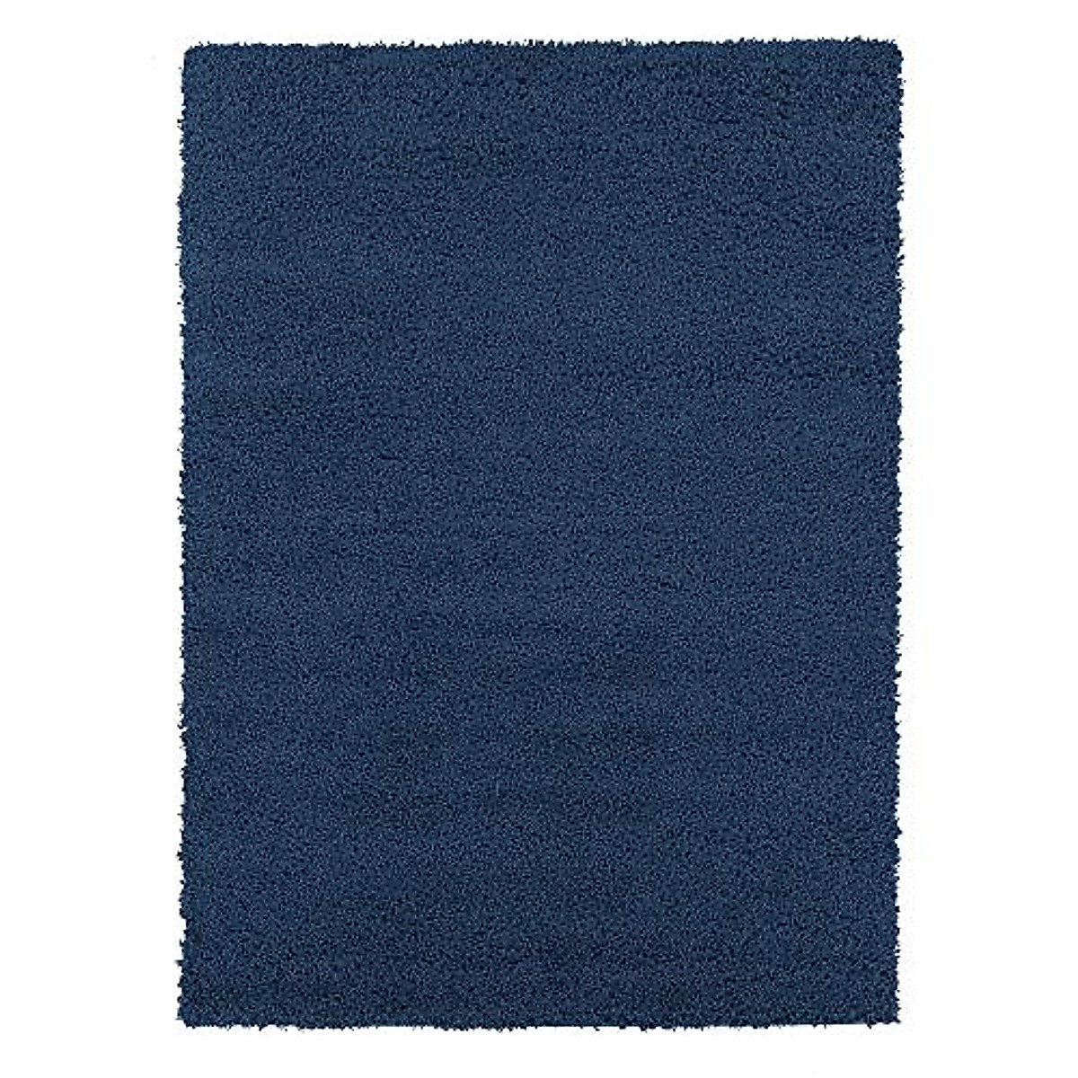 Sweethome Stores Cozy Collection Plush Luxurious Solid Navy Solid Design (5' X 7') Shag Living Room & Bedroom Area Rug