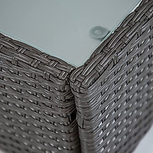 Muse & Lounge Co. Mobler 3-Piece Outdoor Wicker Conversation Bistro Set, Space Saving Patio Furniture for Garden, Poolside, Yard, Gray