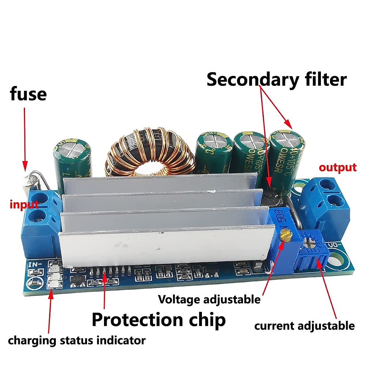 DC to DC Buck Boost Converter Adjustable Voltage CC CV Regulator 5-30V to 0.5-30V 4.2V 8.4V 12.6V 30W Power Supply Led Driver Constant Current Battery Charger with Charging Status Indicator