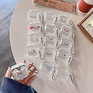 Cute Cartoon Style Soft TPU Protective Crystal Clear Transparent Case Cover Compatible with Lenovo LP40 Earbuds, Protective Skin Sleeve with Key Chain (I)