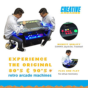 Creative Arcades Full Size Commercial Grade Cocktail Arcade Machine | 2 Player | 1162 Games | 22" LCD Screen | 3 Sided | Square Glass Top |4 Sanwa Joysticks | Trackball | 2 Stools | 3 Year Warranty