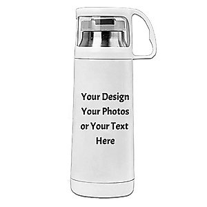 ZMvise Custom Your Logo Personalized Water Bottle Coffee Travel Mug Drink Thermos Cup 12 ounce 350ml