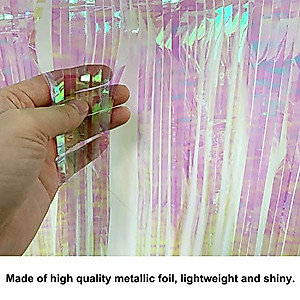 Blukey 10 Feet by 15 Inch Iridescent White Foil Fringe Garland - Pack of 6 | Metallic Tinsel Banner | Ideal for Parade Floats, Bridal Shower, Wedding, Birthday, Christmas | Wall Hanging Drapes