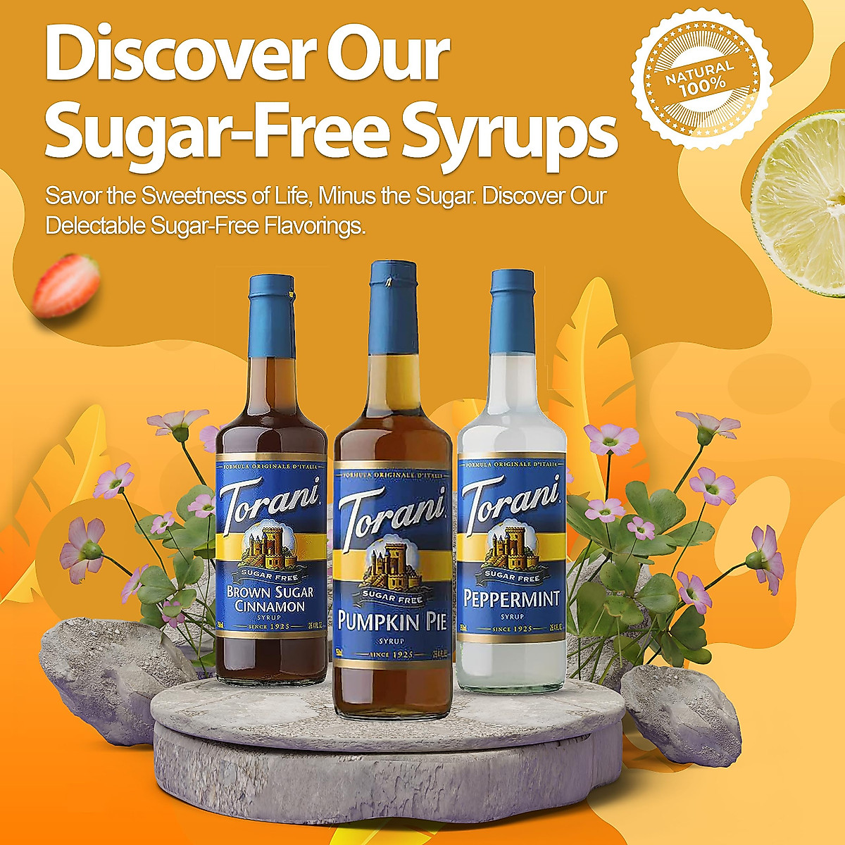 Torani Winter Syrup Flavors Sugar Free Brown Sugar Cinnamon Peppermint Pumpkin Pie Coffee Flavoring