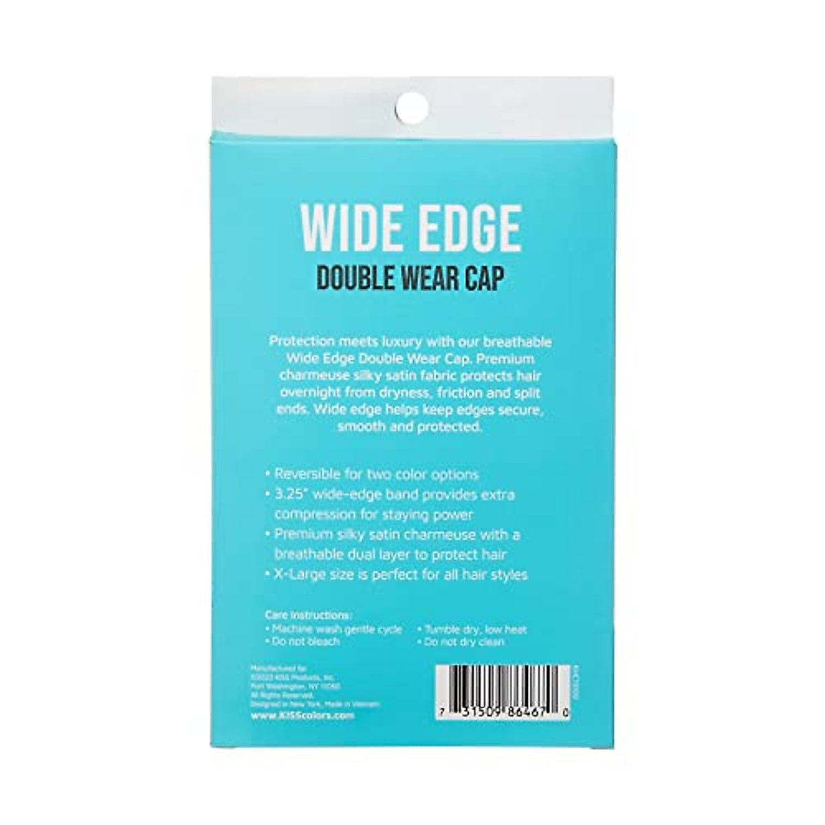 KISS Colors & Care Silky Satin Wide Edge Double Wear Cap XL,Leopard,Double Sided Reversible Design,Protects styles & Retains Moisture,Slip-Free,Comfortable & Durable Overnight Hair Bonnet