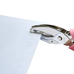 Handheld Hole Paper Punch Puncher for Craft Paper Tags Clothing Ticket DIY Scrapbook Tool, with Pink Soft Handheld Grip (Small Circle 1/16 inch)