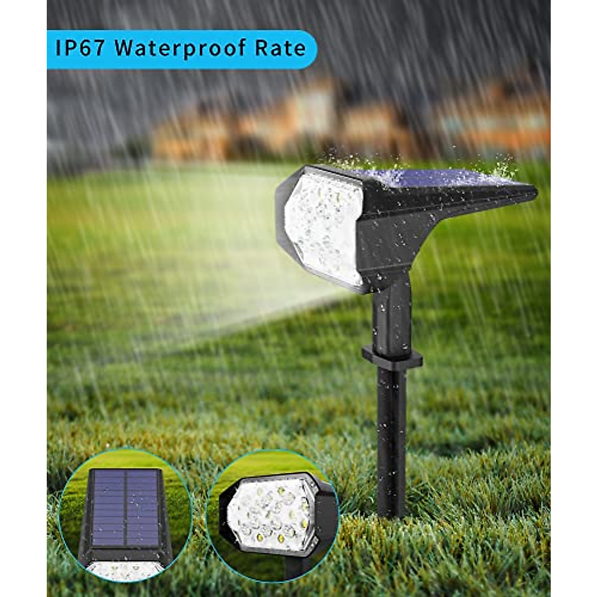 JUO Solar Spotlights Outdoor Waterproof IP67, 32 LED 3 Lighting Modes Brightest Solar Lights Outdoor, Solar Powered Garden Pathway Lights Landscape Spotlights for Trees/Flags/Yard/Walkway