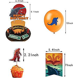 Birthday Party Decorations 44PCS Dinosaur Movie Party Supplies Including 1PC Long Banner, 1PC Huge Happy Birthday Cake Topper, 24PCS Cupcake Toppers, 18PCS Balloons for Kids