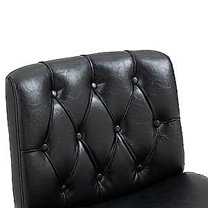 VanTook Home Office Swivel Desk Chair, Modern PU Vanity Chair, Height Adjustable Armless Computer Executive Chair Task Chair with Gold Base for Living Room, Makeup, Studying, Black