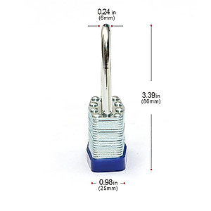 1 Laminated keyed Padlock (1-9/16", 40mm), keyed Alike Locks, Long Shackle, Pack