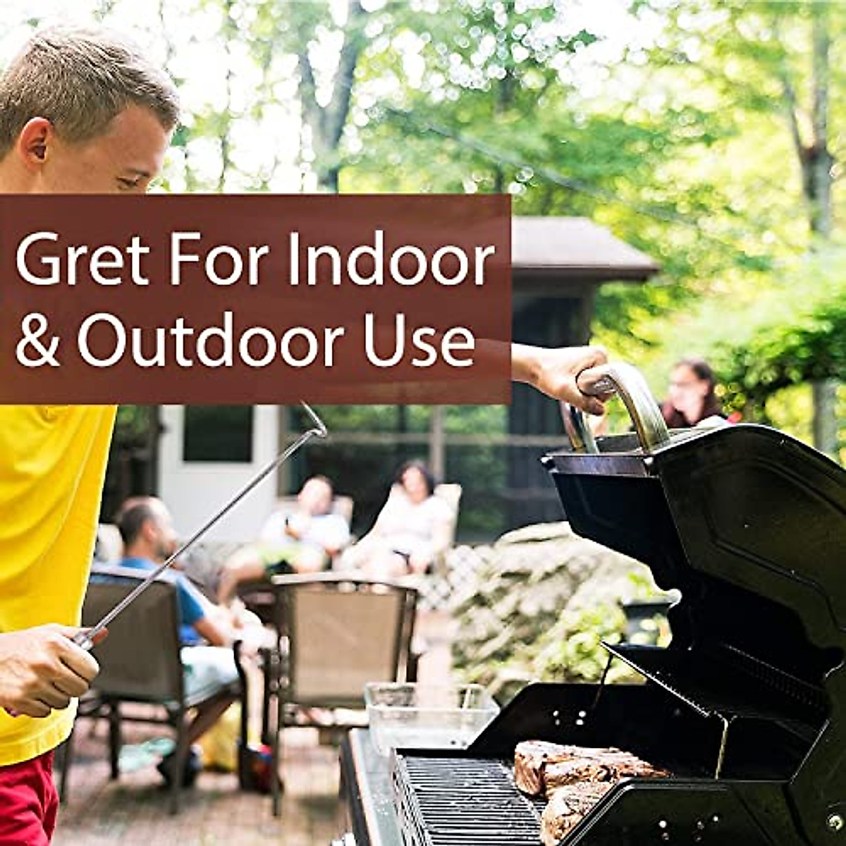 LQLMCOS Food Flipper Turner Hooks Stainless Steel BBQ Meat Hooks Cooking Barbecue Turners Hooks Grill Accessories with Wooden Handle for Grilling & Smoking (Style B - Right Handed)