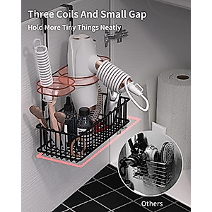 ULG Hair Dryer Holder, Hair Tools Organizer, 3 Adjustable Heights, Hair Care & Styling Tool Holder for Bathroom, Over Cabinet, Wall-Mounted, for Hair Dryer, Curling Wand, Hair Straightener, Black