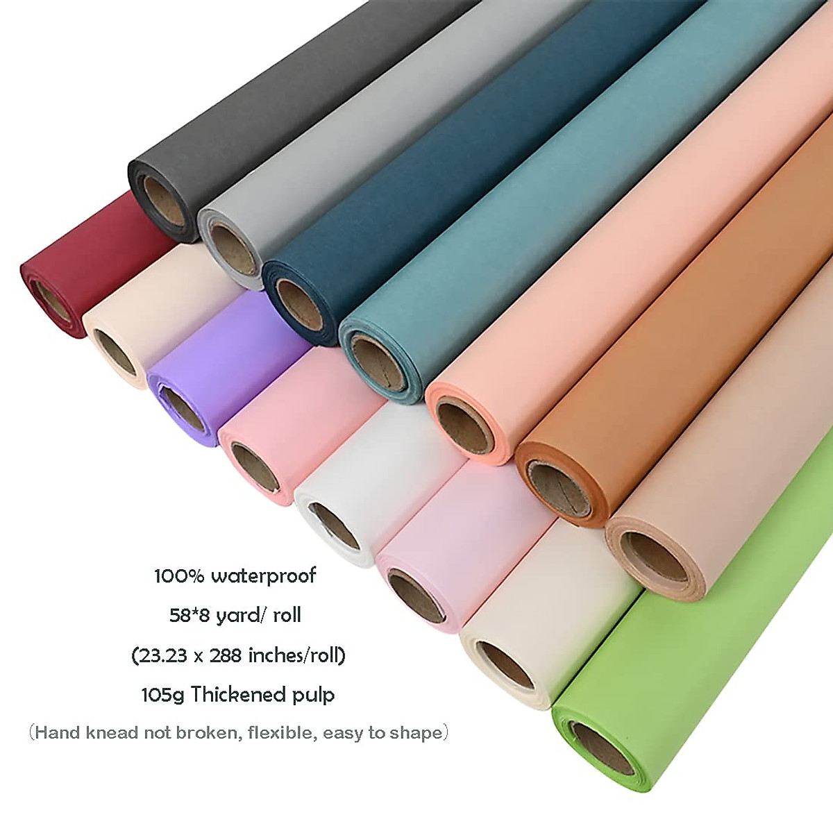 Dark Green Flower Wrapping Kraft Paper Christma Gift Wrapping Paper Rolls, Waterproof Floral Bouquet Wraps for Wedding, Holiday 23.23 x 288 inches