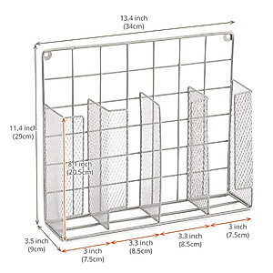 EZOWare Wall and Cabinet Door Mount Kitchen Wrap Organizer Rack Holder For Organizing Food Storage Bags, Aluminum Foil, Plastic Wrap, Wax Paper, Metal Silver
