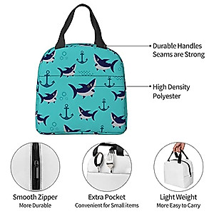 Ocean Lunch Bag Women Small Cooler Bags Insulated Lunch Box for Teen Girls Mens Lunchbox for Work Cooler Tote Bag Waterproof Leak Proof for School Pinic Shark