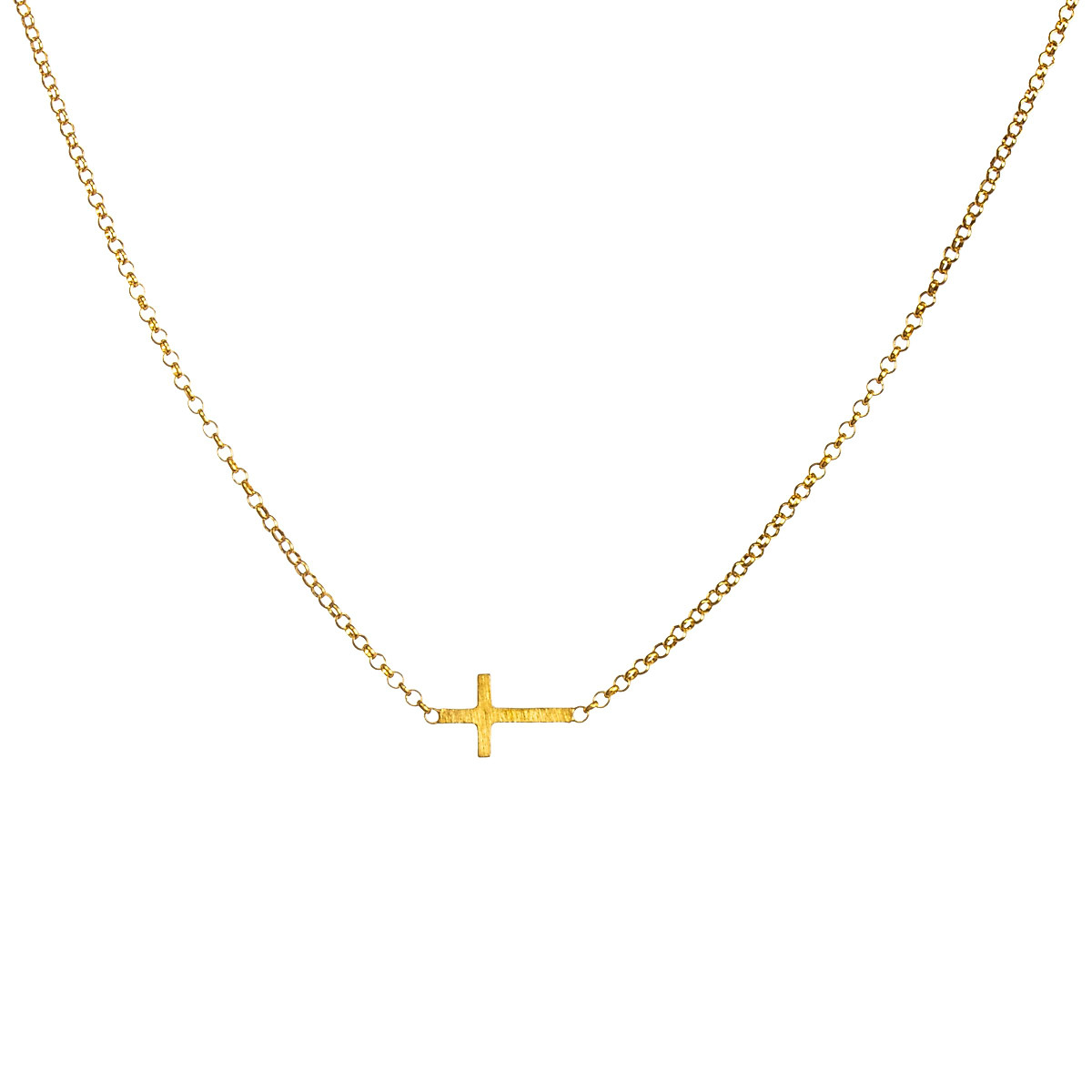 Dogeared Faith Sideways Cross Necklace Gold Dipped Sterling Silver