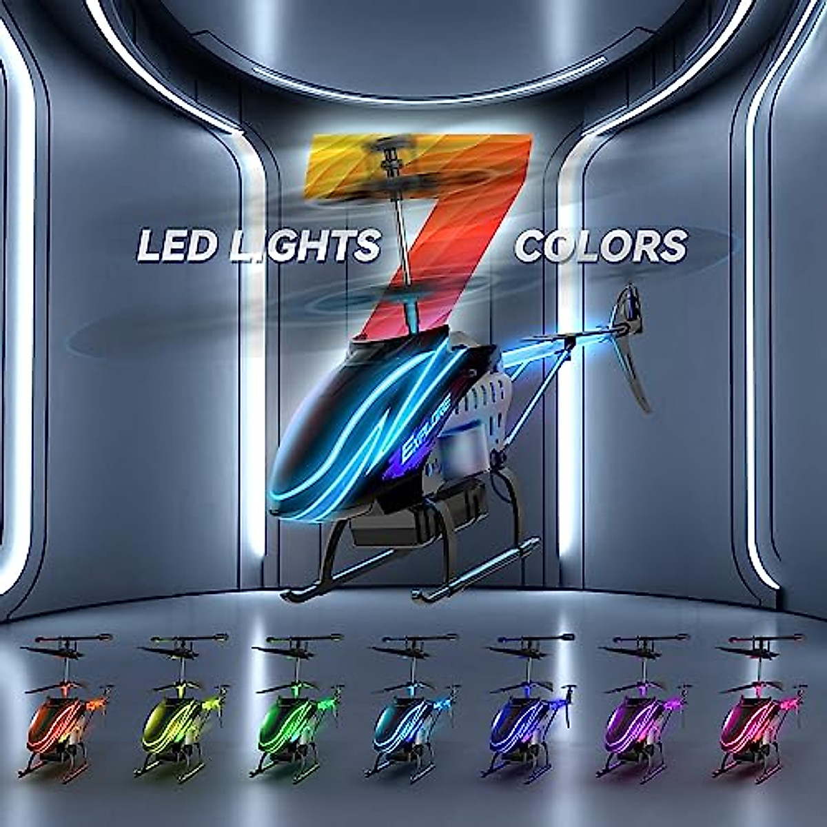 BUSSGO RC Helicopter, Remote Control Helicopter for Kids with 30Mins Flight(2 Batteries), 7+1 LED Light Modes, Altitude Hold, 3.5 Channel, Gyro Stabilizer,Remote Helicopter Toys for Boys and Girls