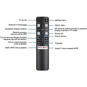 BESIA Universal RC802V Voice Remote for TCL Android TV 40S330 32S330 65Q637 55Q637 55S430 40S334 32S334 70S430 32A325 32A323 43S430 65Q637 55Q637 43S434 50S434 55S434 65S434 75S434 32P30S 50S435