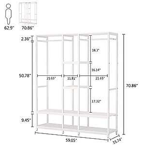 LITTLE TREE Closet Rack, 59 ” 16” 71” (L WH), White&White