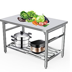 Stainless Steel Folding Table for Prep & Work 48x30 Inches, NSF Commercial Foldable Kitchen Heavy Duty Table with Undershelf for Restaurant, Home and Hotel