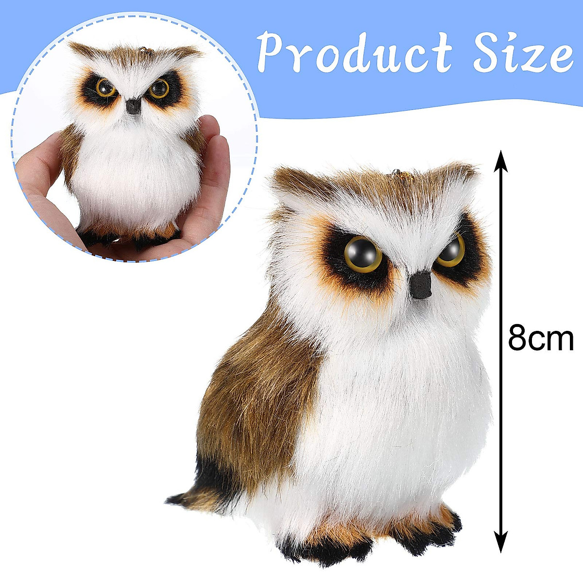 Skylety 6 Pieces Mini Owl Plush Toy 3.2 Inch Plush Animal Christmas Hanging Ornaments for Christmas Tree Woodland Gray White Stuffed Animal Toy Soft Owl Doll Plush Hanging Pendant Ornament