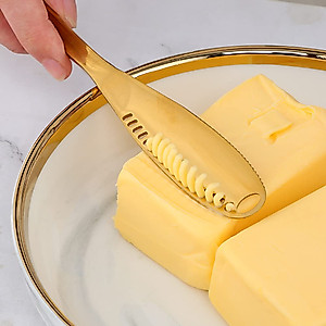 MINGYU Stainless Steel Butter Knives Colorful Peanut Butter Knife, Multifunction 3 in 1 Butter Spreader Knife With Holes Set of 4