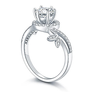 1.38 Carat (ctw) D-VVS1 moissanite engagement rings for women Platinum Plated Silver moissanite rings-Y-5.5