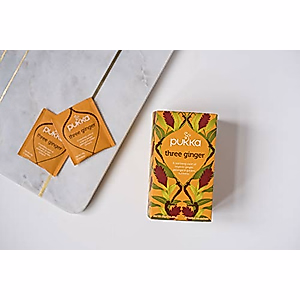 Pukka Three Ginger, Organic Herbal Tea With Turmeric & Galangal, Perfect for After Meals, 20 Count (3 Pack)