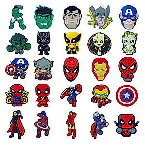 100 Pack Cute Cartoon Shoe Charms Charma for Croc Charms Boys, Hype Beast Superhero Cool Designer Shoe Charms Bulk for Crocs Kids Girls, Polyvinyl Chloride, No Gemstone