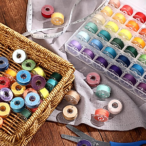 Retrowavy 288 Pcs Prewound Bobbins Sewing Thread 144 Colors Polyester Thread Sewing Machine Bobbins Embroidery Bobbins Embroidery Machine Thread with Plastic Storage Case for DIY Accessories