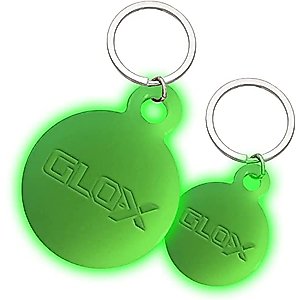 GLO-X Dog Glow Tag - Glow in The Dark Cat Tags to Keep Your Pets Safe at Night - 12+ Hours Glow Time - Charges in Daylight - No Batteries Required 1.38” x 1.10” Diameter