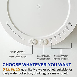 POGAIN Water Dispenser for Desktop, 7 Quantitative Levels Water Pump Mini Tablet Countertop for 1 2 3 4 5-Gallon Bottle (White)