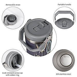 WITHSBKK 30oz Car Cup Dream Catcher Printed with Portable, Stainless Steel Travel Mug, Vacuum Insulated Tumbler And Straw, Leakproof for Car & Outdoor, UV Printed Design