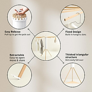 RFOUO Clothes Drying Rack Tripod,Laundry Hanger Dryer Rack,Portable Drying Rack,Foldable Drying Rack-Drying Rack Clothing Laundry Bedroom Household Wooden-16rods