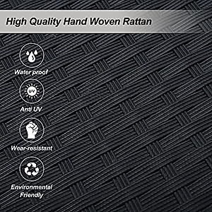 33.8'' Outdoor PE Rattan Swing Chair Hammock Chair, Single Person Hanging Seat Rattan Woven Swing Chair, Porch Swing with Adjustable Ropes and Cushion (Black White-1)