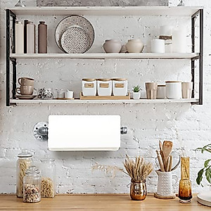 HouseAid Industrial Pipe Paper Towel Holder for Kitchen, Vintage Style Heavy Duty DIY Rustic Paper Towel Rack, Wall Mount, Antique Silver