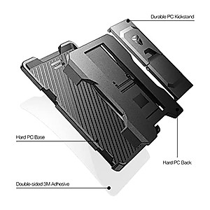 Dexnor Phone Card Holder with Foldable Back Stand, Adhesive Phone Wallet Pouch Sleeve Stick on PC Credit Card ID Case with Finger Grip Kickstand for Most Smartphones (Black)