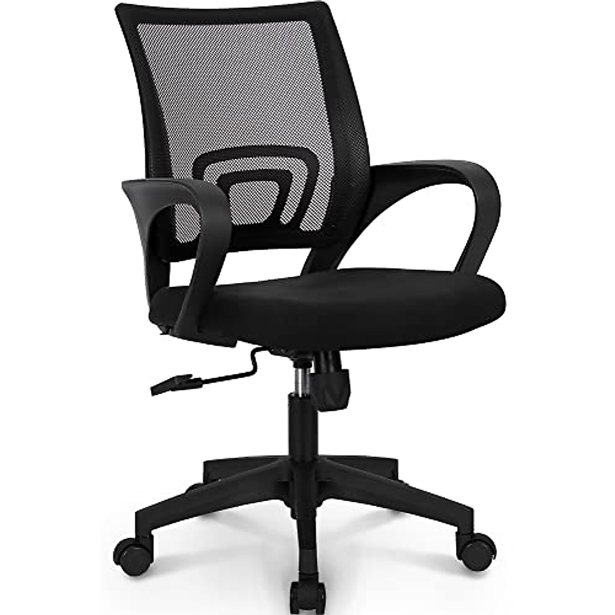 Neo Chair Office Computer Desk Chair Gaming-Ergonomic Mid Back Cushion Lumbar Support with Wheels Comfortable Blue Mesh Racing Seat Adjustable Swivel Rolling Home Executive (Black)
