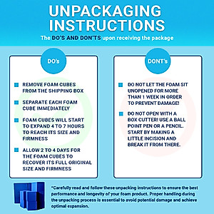 Isellfoam Foam Pit Cubes/Blocks 500 pcs. (BLUE) 4"x4"x4" Flame Retardant Foam Blocks for Gymnastics, Freerunning and Parkour Courses, Skateboard Parks, BMX, Trampoline Arenas, Made in USA